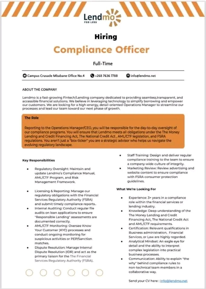 Compliance Officer - Thubelihle